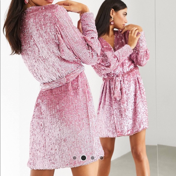 ASOS | Dresses | Asos Edition Sequin Mini Wrap Dress | Poshmark